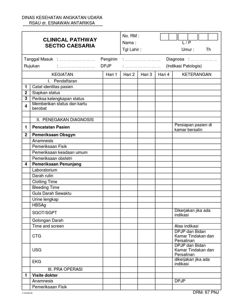 Clinical Pathway Sectio Caesaria | PDF