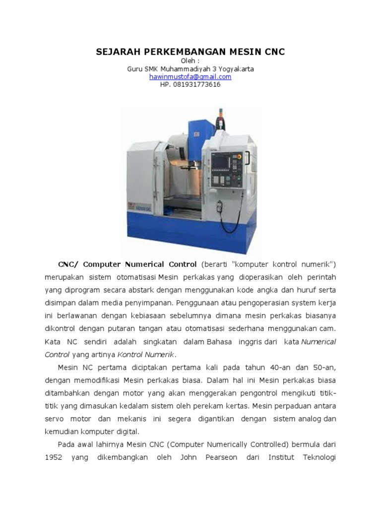 Sejarah Perkembangan Mesin CNC | PDF Sejarah Perkembangan Mesin CNC | PDF
