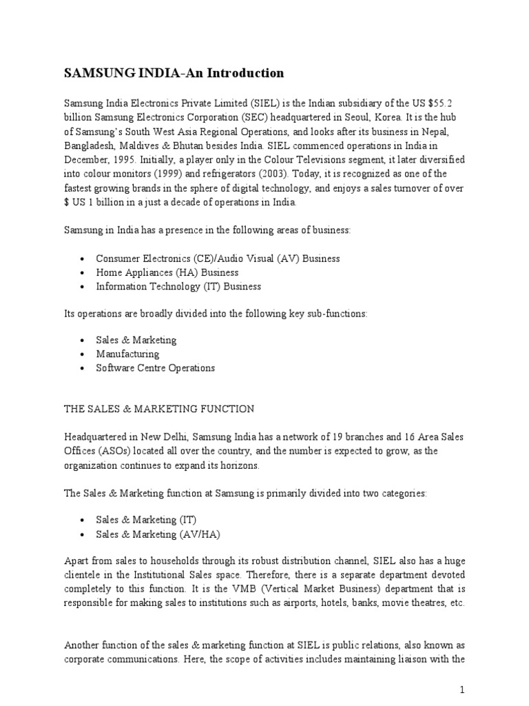 About Samsung India | PDF | Enterprise Resource Planning | Retail