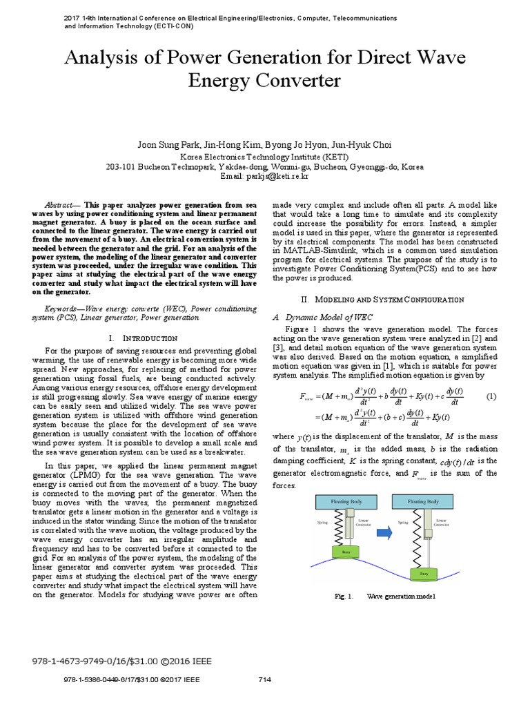 Direct Wave Energy Coverter | PDF | Waves | Electrical Network