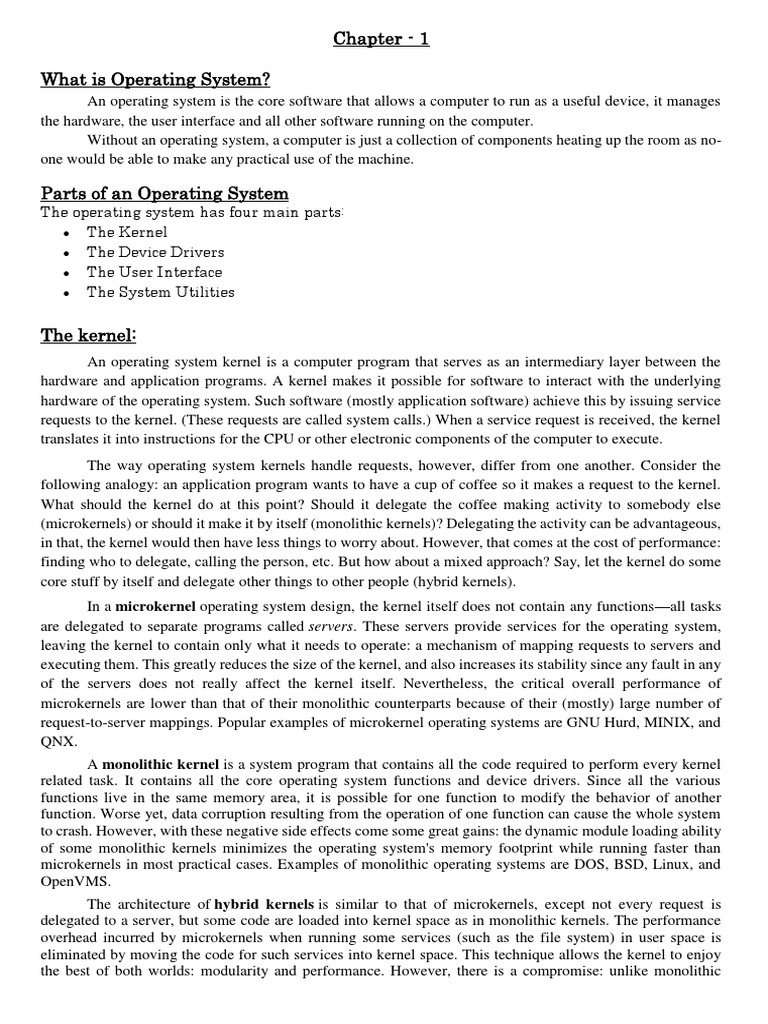 Chapter - 1 What Is Operating System? | PDF | Kernel (Operating System) | Command Line Interface