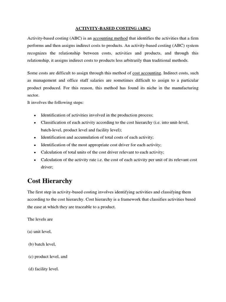 Activity Based Costing | PDF | Accountability | Leadership