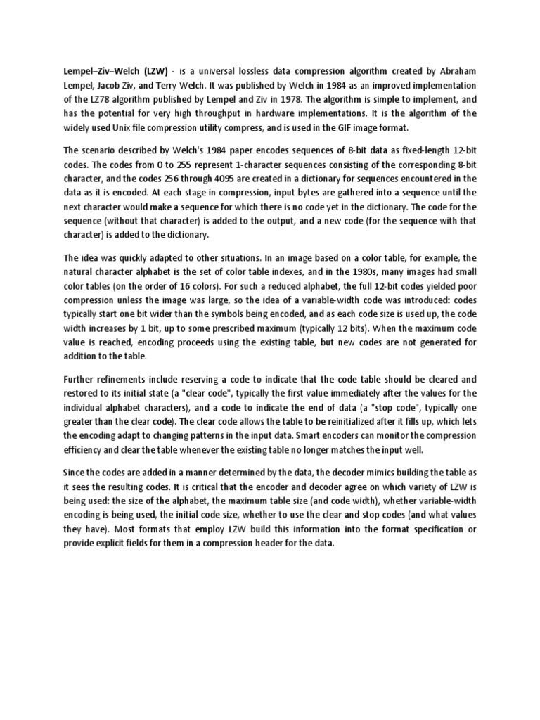 Lempel-Ziv-Welch (LZW) - Is A Universal Lossless Data Compression ...