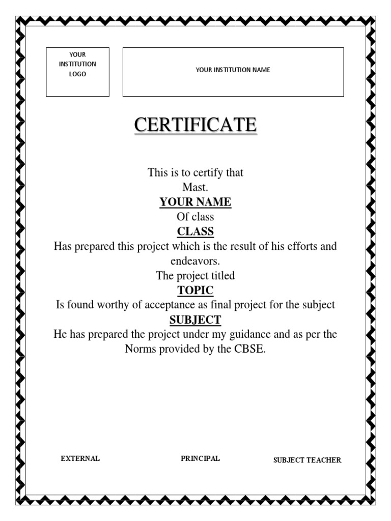Project Certificate Template for Students | PDF | Career & Growth
