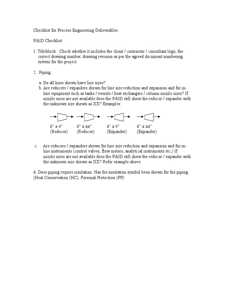 Checklist For Process Engineering Deliverables | PDF | Process ...