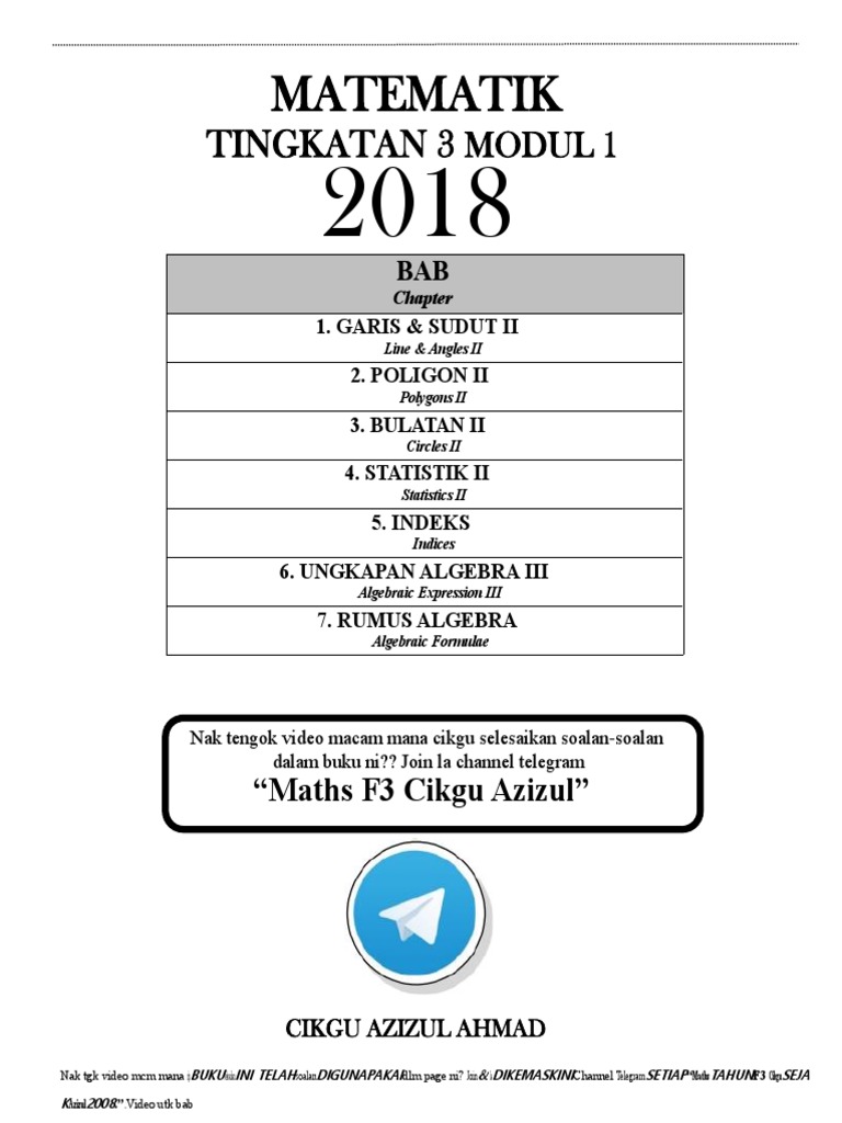 Buku Maths f3 Modul 1 2018 | PDF
