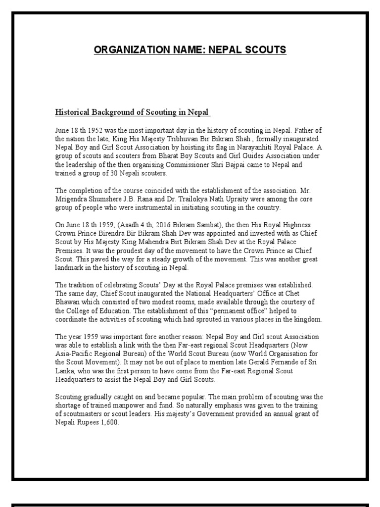 Organization Name: Nepal Scouts: Historical Background of Scouting in ...