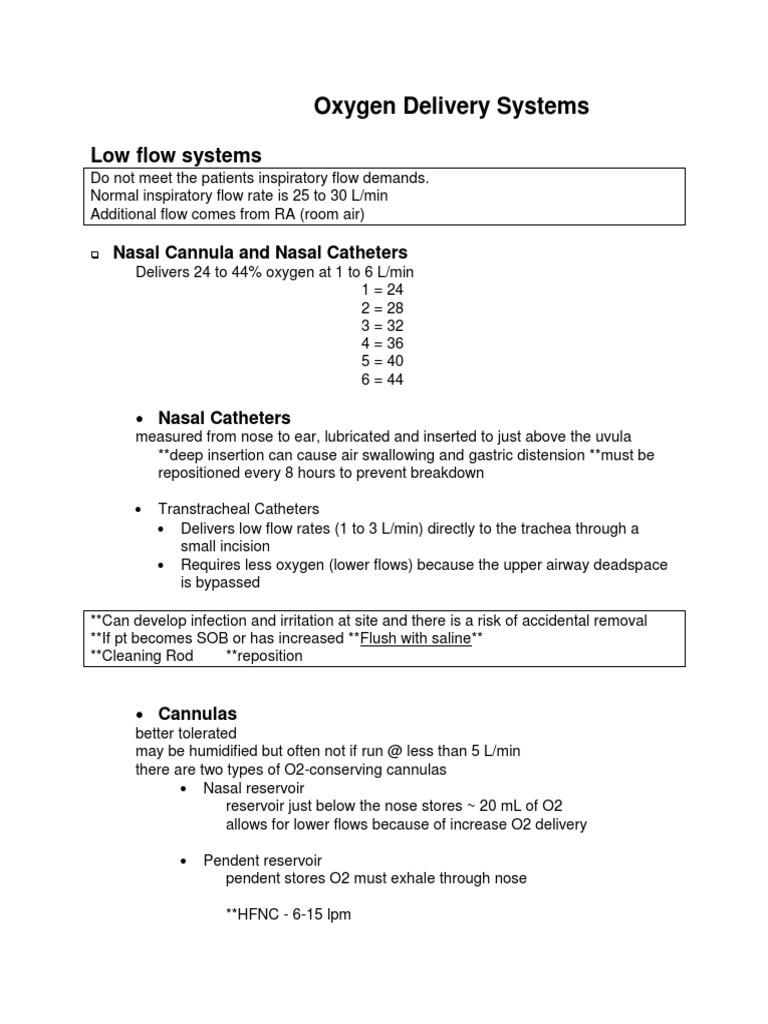 Oxygen Delivery Systems | PDF | Respiration | Medicine