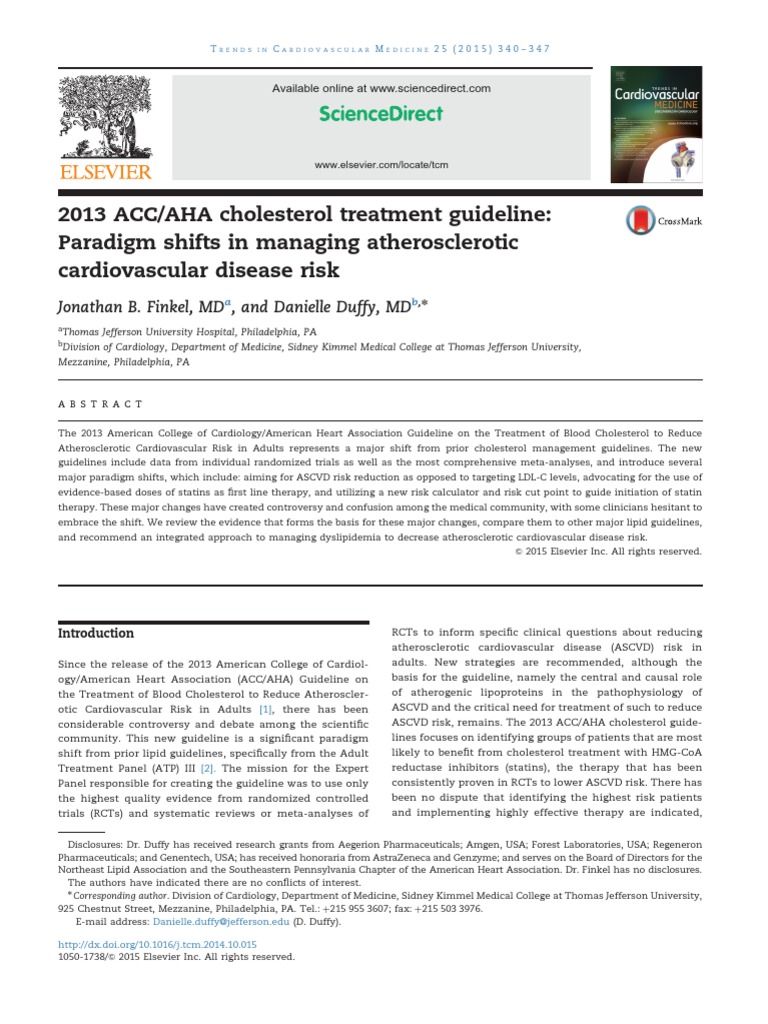 2013 ACC or AHA Cholesterol Treatment Guideline Paradigm Shifts in ...