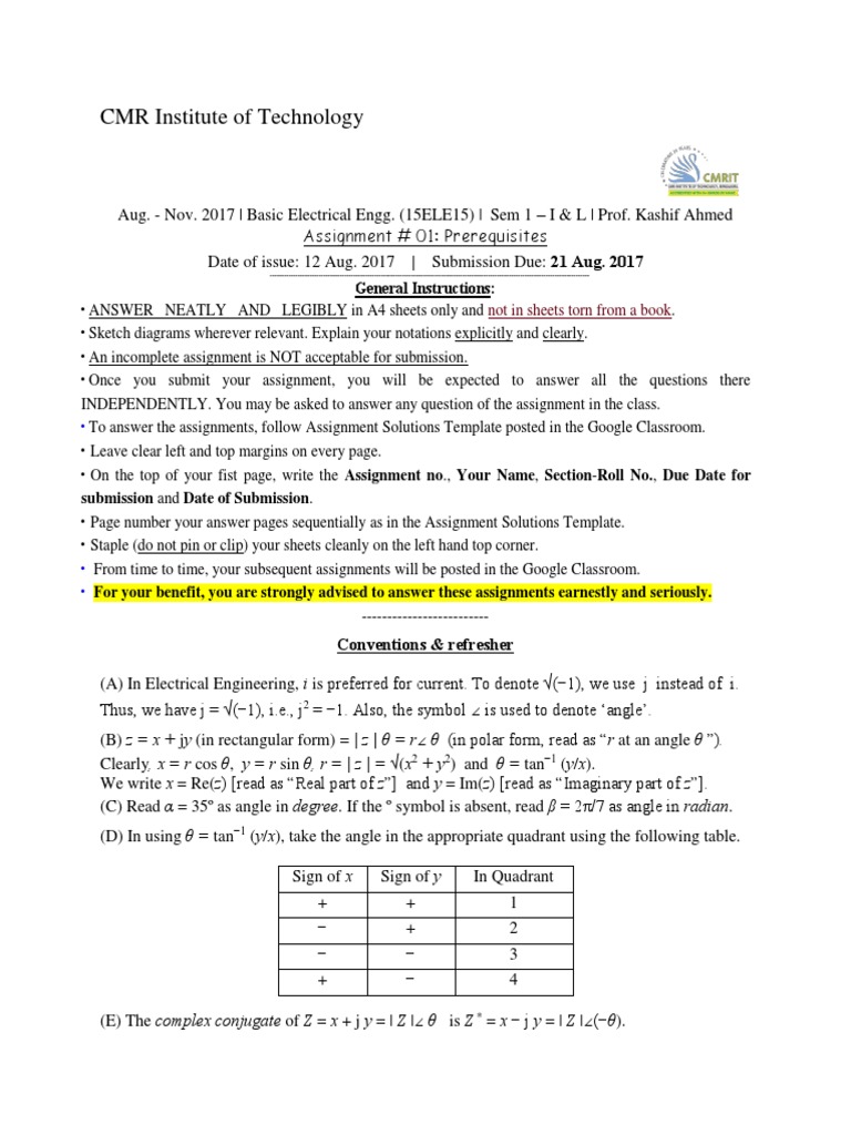 CMR Institute of Technology: General Instructions | PDF | Complex ...