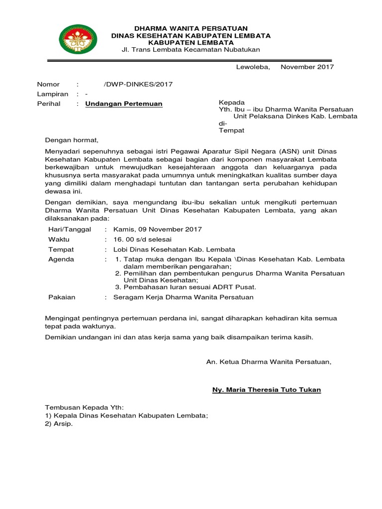 Surat DWP Dinkes I | PDF