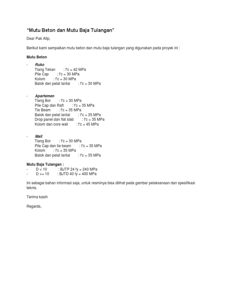 Mutu Beton Dan Mutu Baja Tulangan | PDF