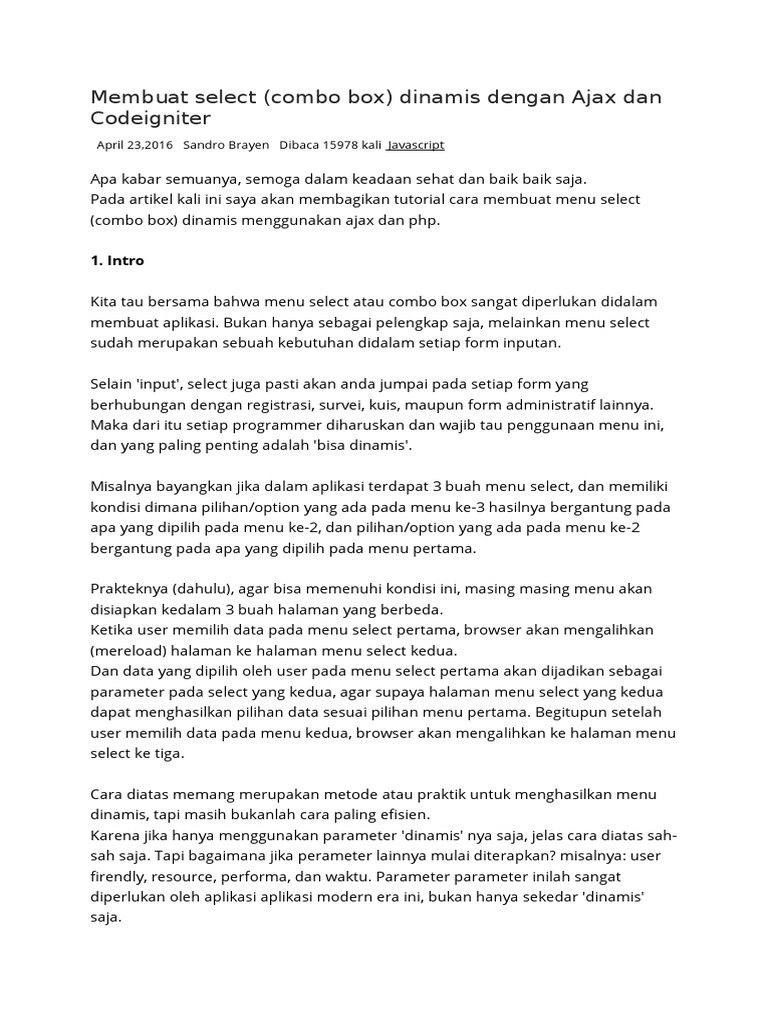 Cara Membuat Select Pada Combobox | PDF