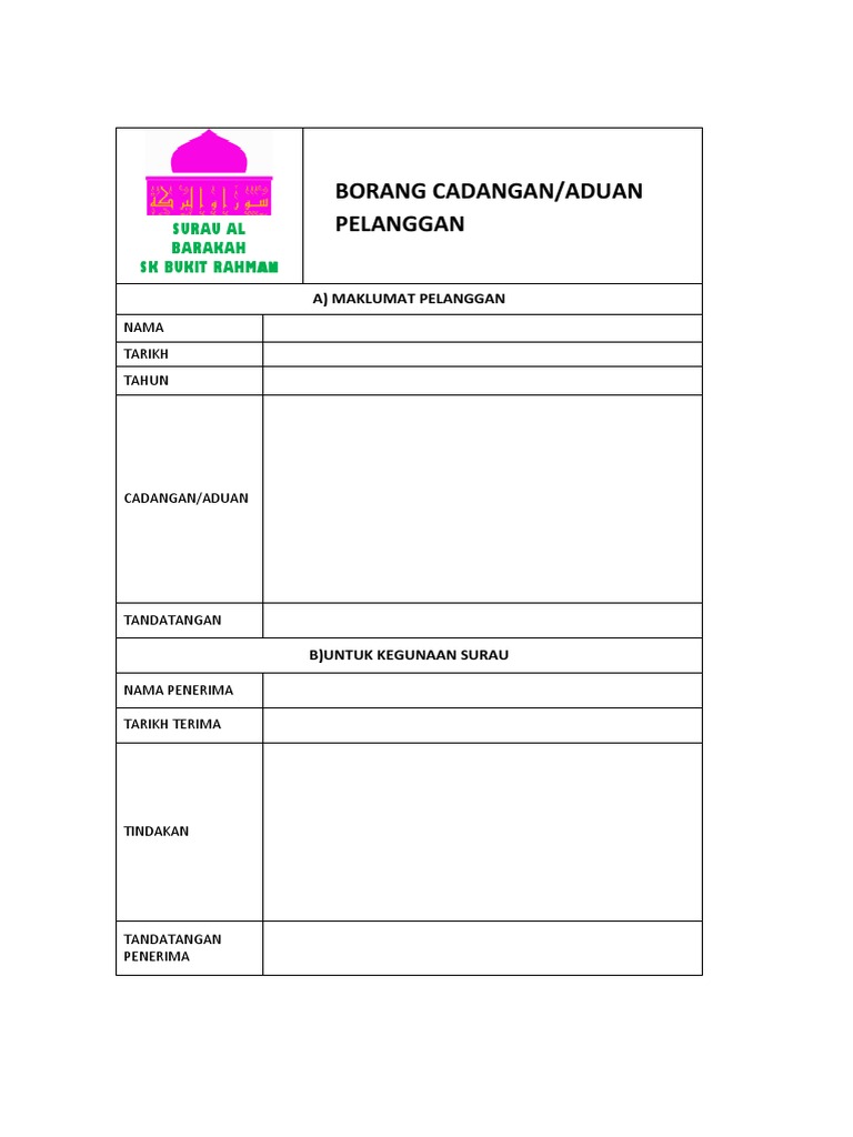 Borang Aduan Surau Pdf