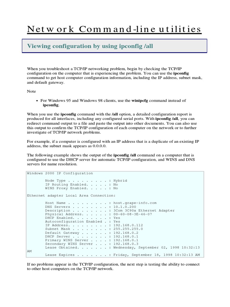 Network Command Line | PDF | Computer Data | Computer Network