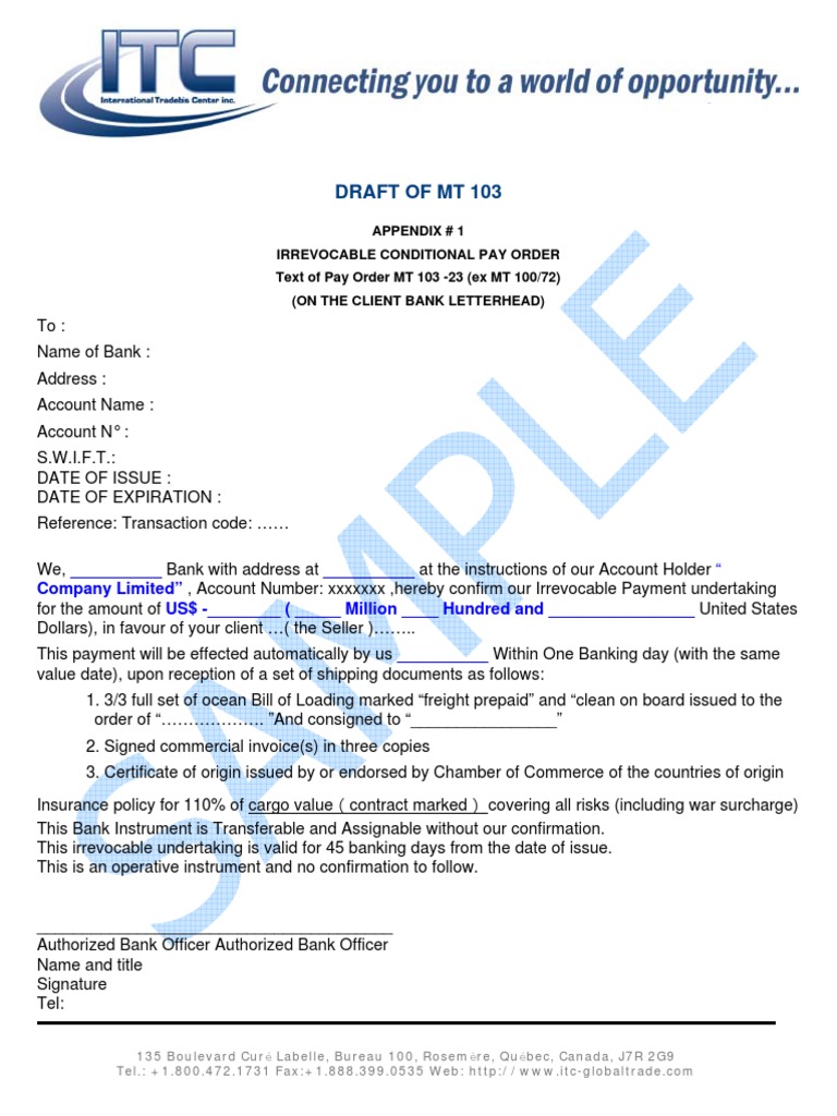 Draft of MT 103 | PDF