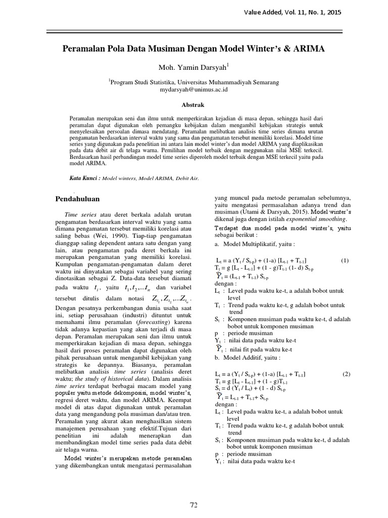 ID Peramalan Pola Data Musiman Dengan Model | PDF
