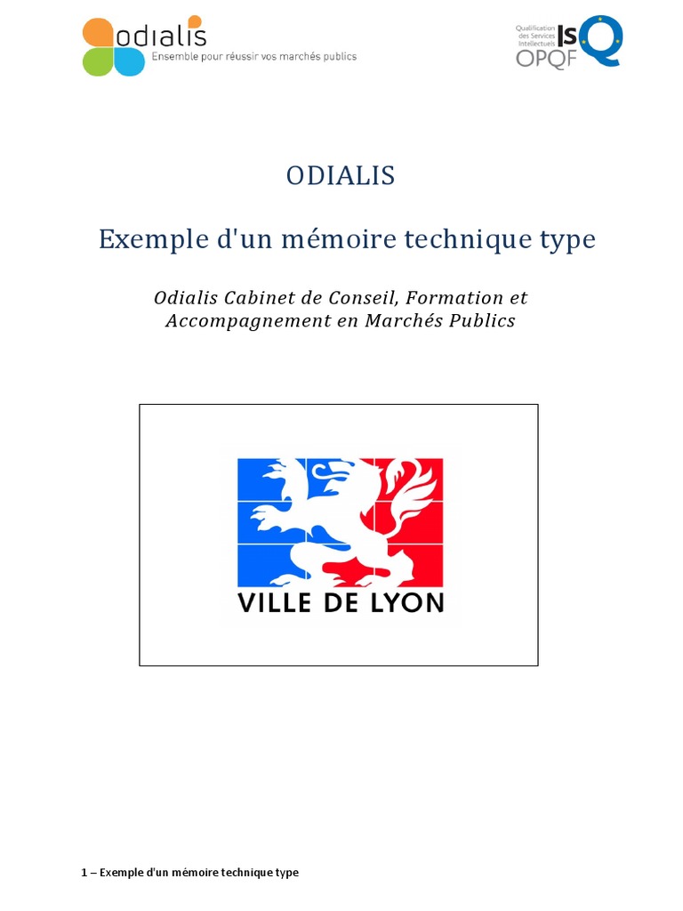 Exemple Memoire Technique Type | Innovation | Business