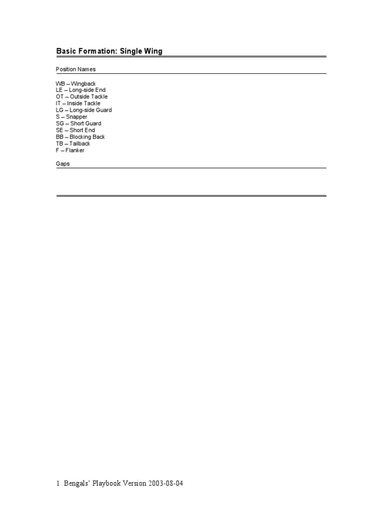 Single Wing Playbook by Coach Roly | PDF | Positions (Team Sports ...