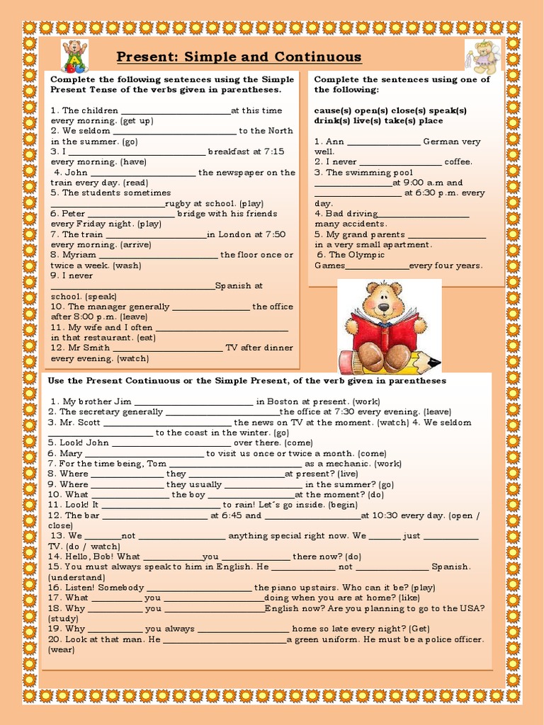 Present Simple Vs Continuous 85421 | PDF | Grammar | Syntax