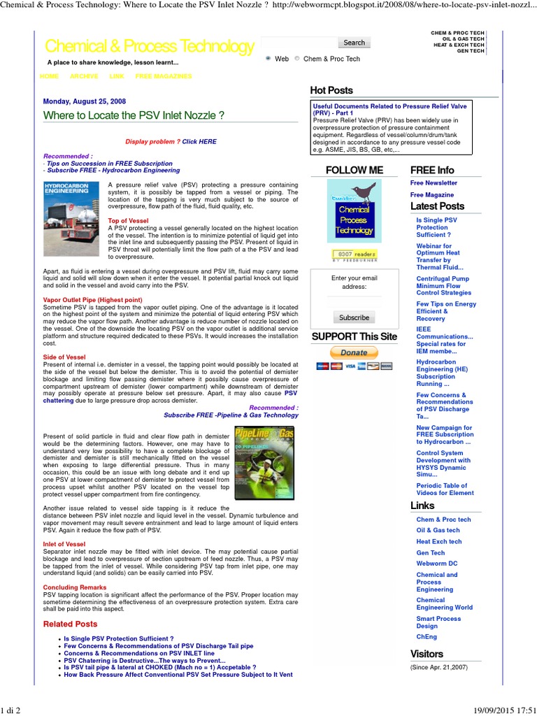 Where To Locate The PSV Inlet Nozzle | PDF | Nozzle | Gases