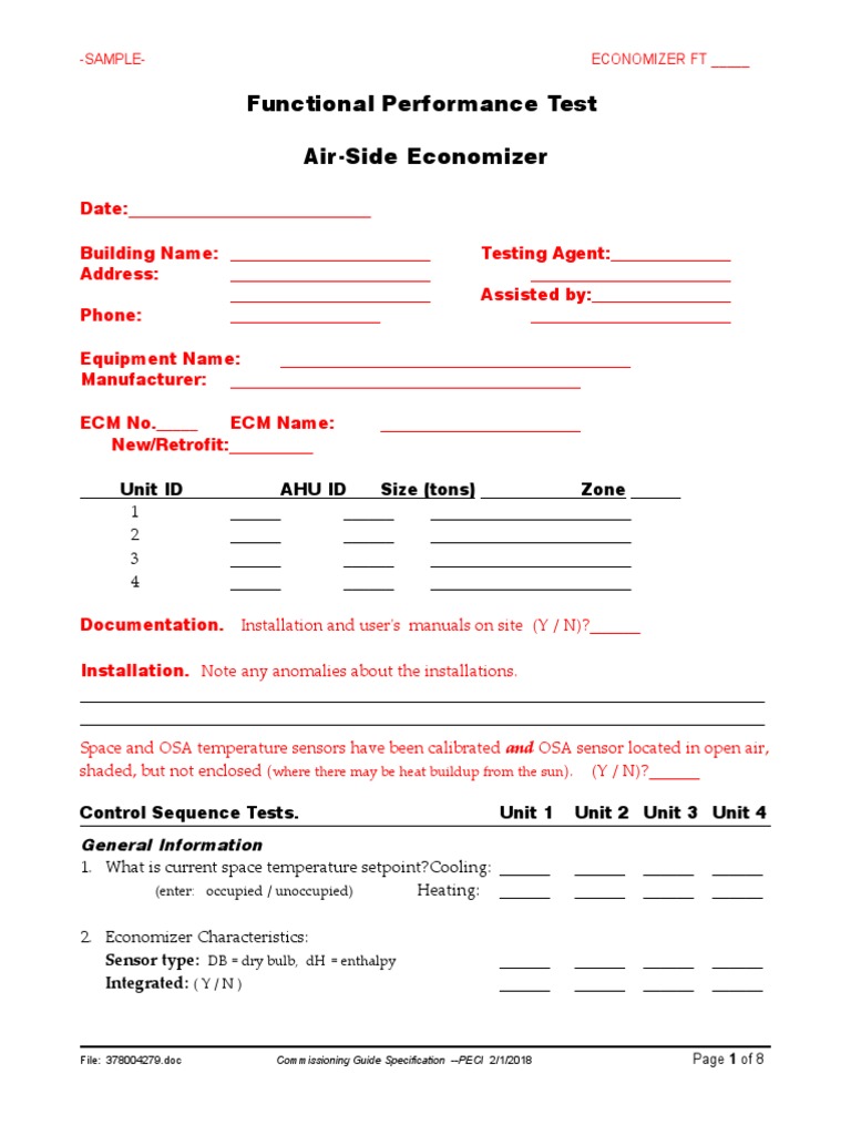 Functional Performance Test Air-Side Economizer | PDF ...