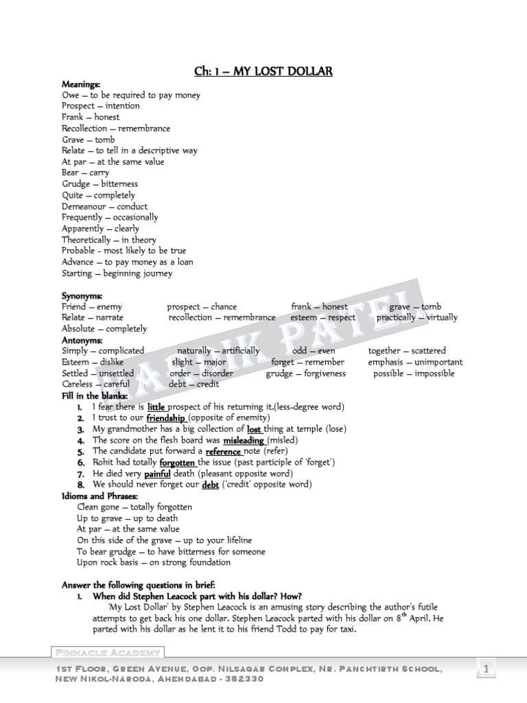 My Lost Dollar By Stephen Leacock Comic