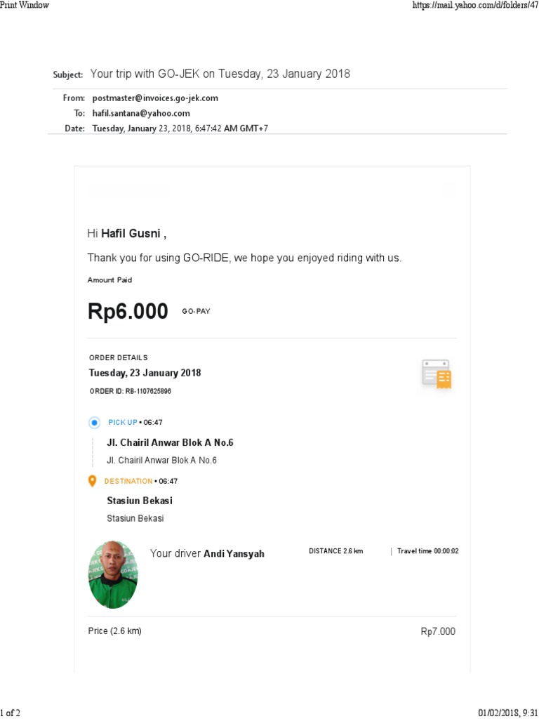 Example of Gojek Invoice | PDF