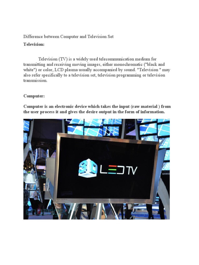 Computer vs. Television Explained | PDF | Video | Input/Output