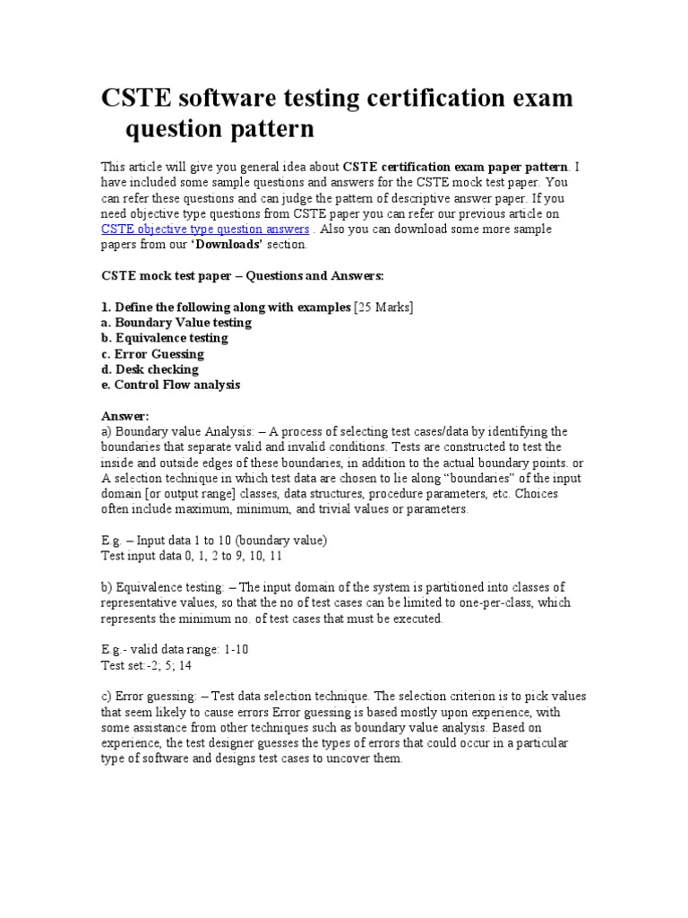 CSTE Pattern | PDF | Quality Assurance | Control Flow