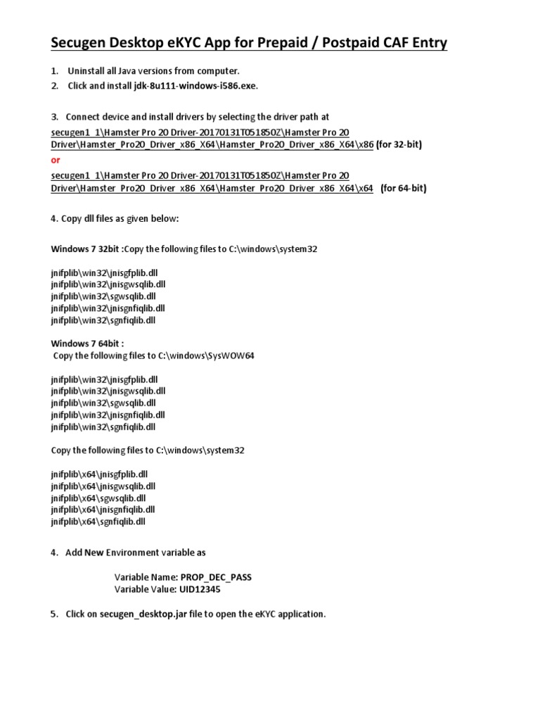 Secugen Installation Guide | PDF
