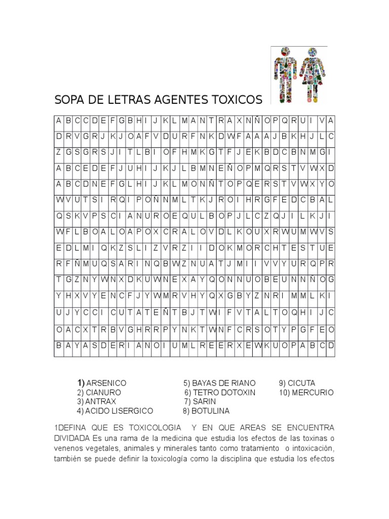 Sopa de Letras Agentes Toxicos | PDF | Carbón | Compuestos orgánicos
