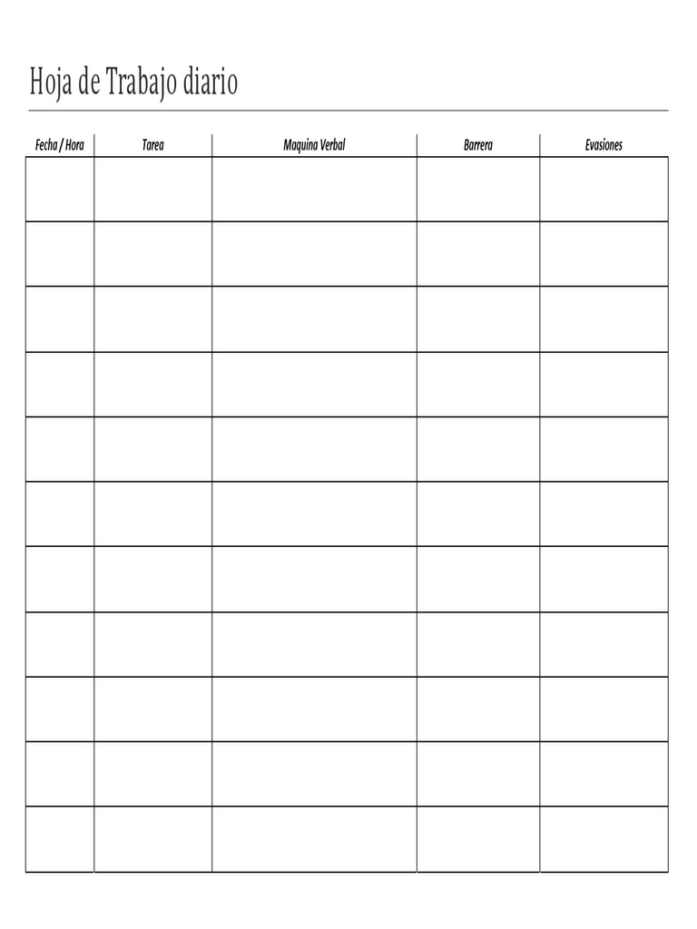 Hoja de Trabajo Diario | PDF