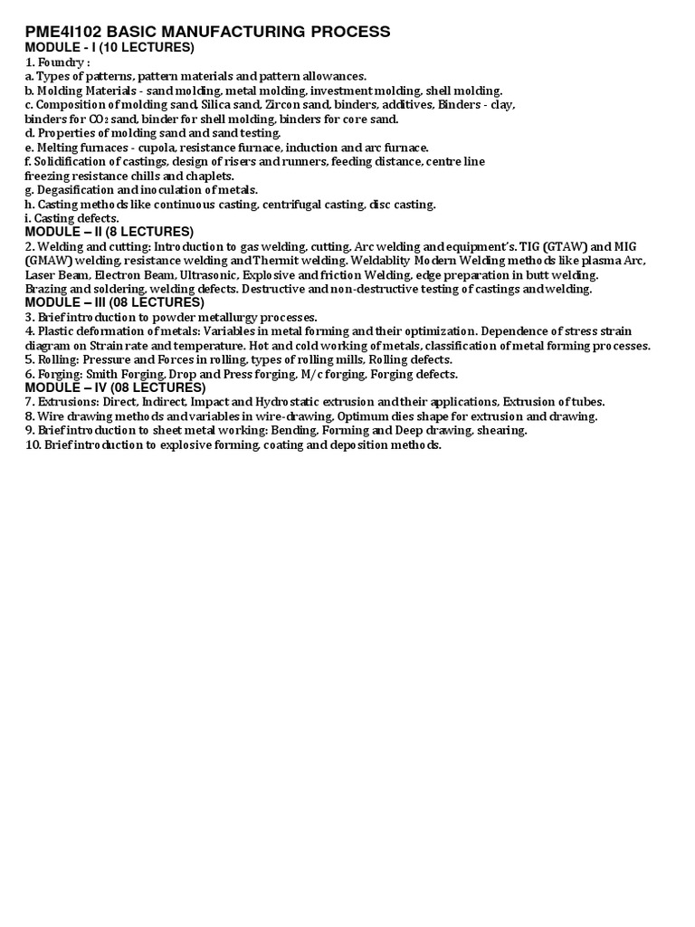 Basic Manufacturing Process | PDF