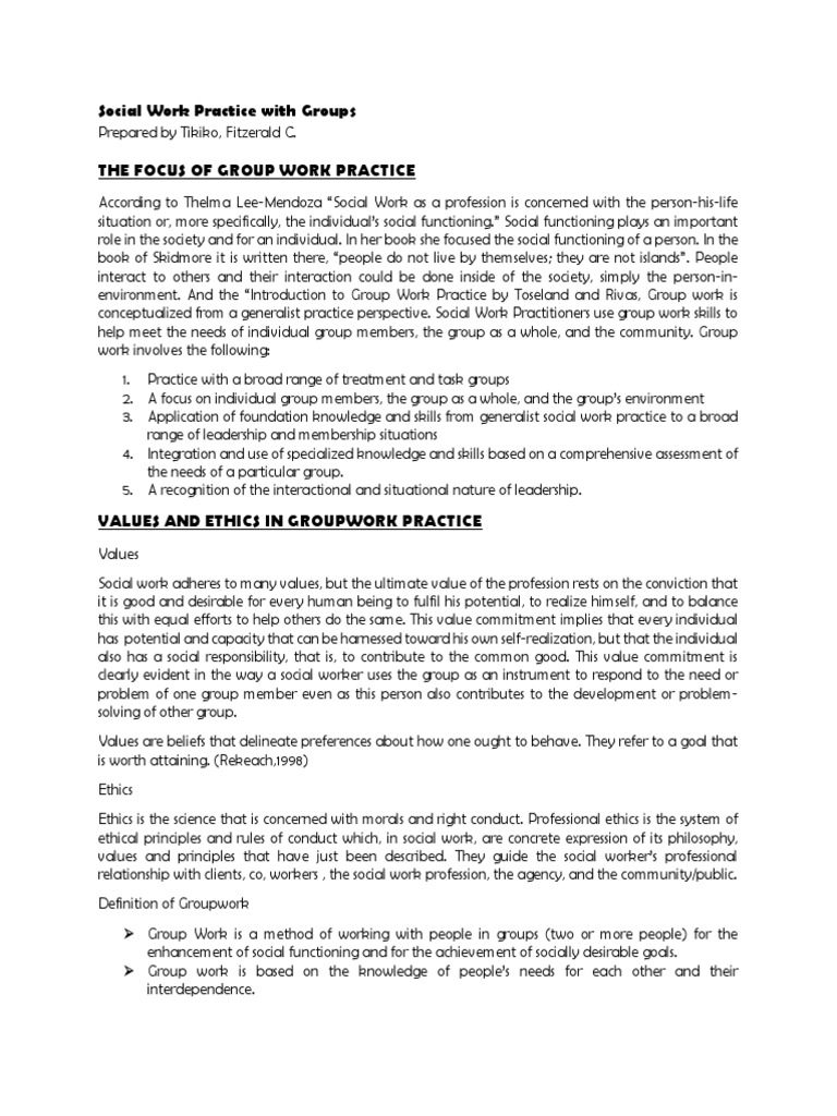 Social Work Group Practice Overview | PDF | Psychotherapy | Community