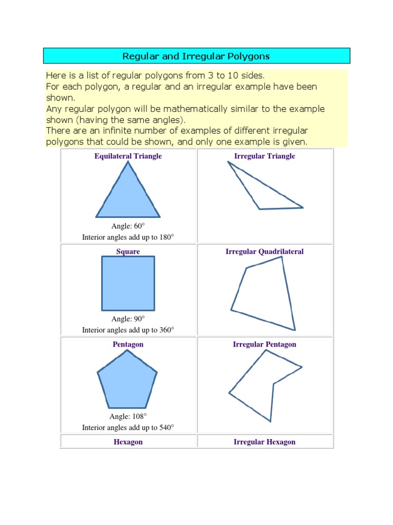 Regular and Irregular Polygons | PDF