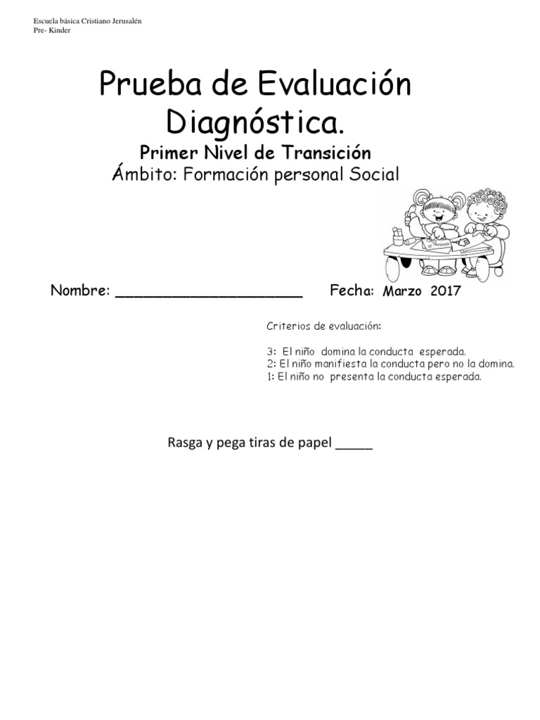 Prueba Evaluacion Pre Kinder | PDF | Comportamiento