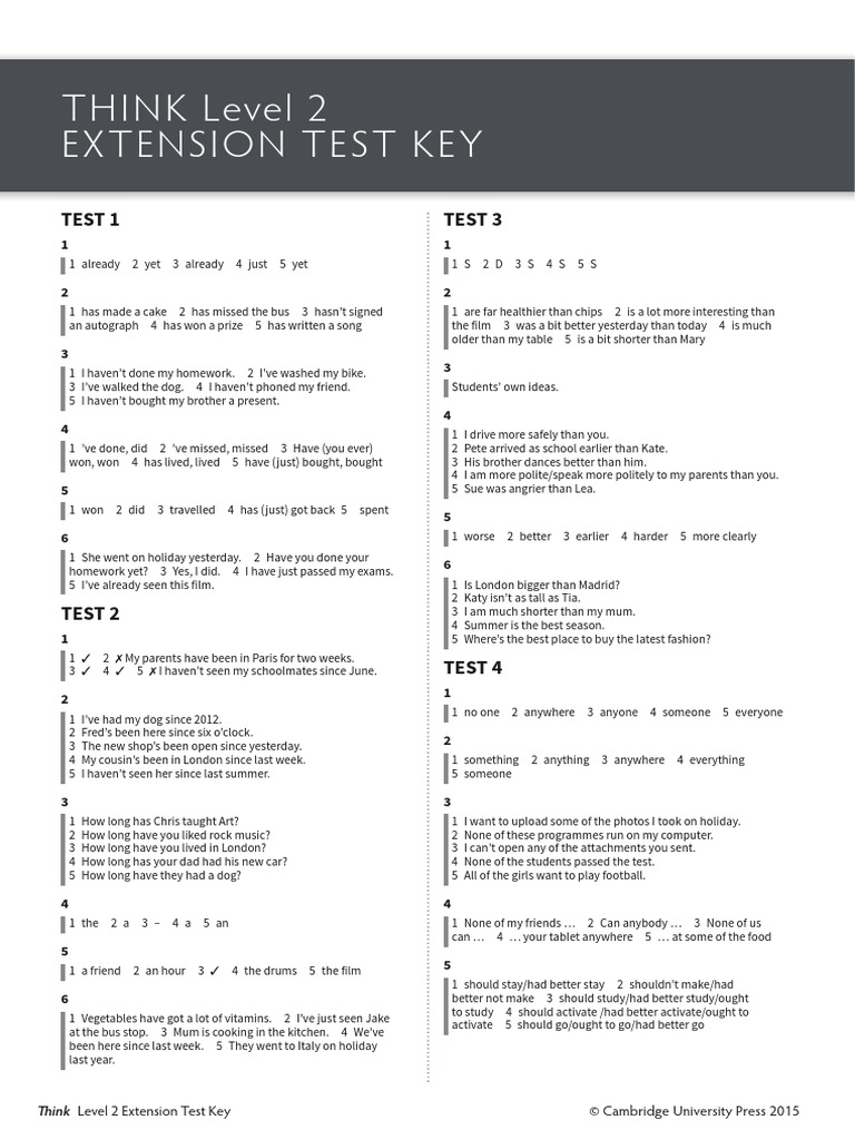Extension Test Answer Keys PDF | PDF