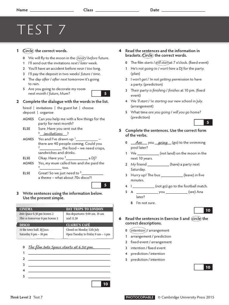 Unit 7 Test PDF | PDF | Leisure