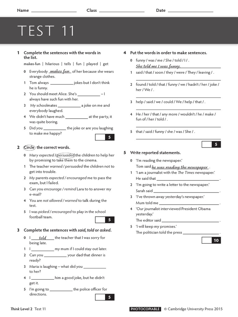 Unit 11 Test PDF | PDF | Jokes