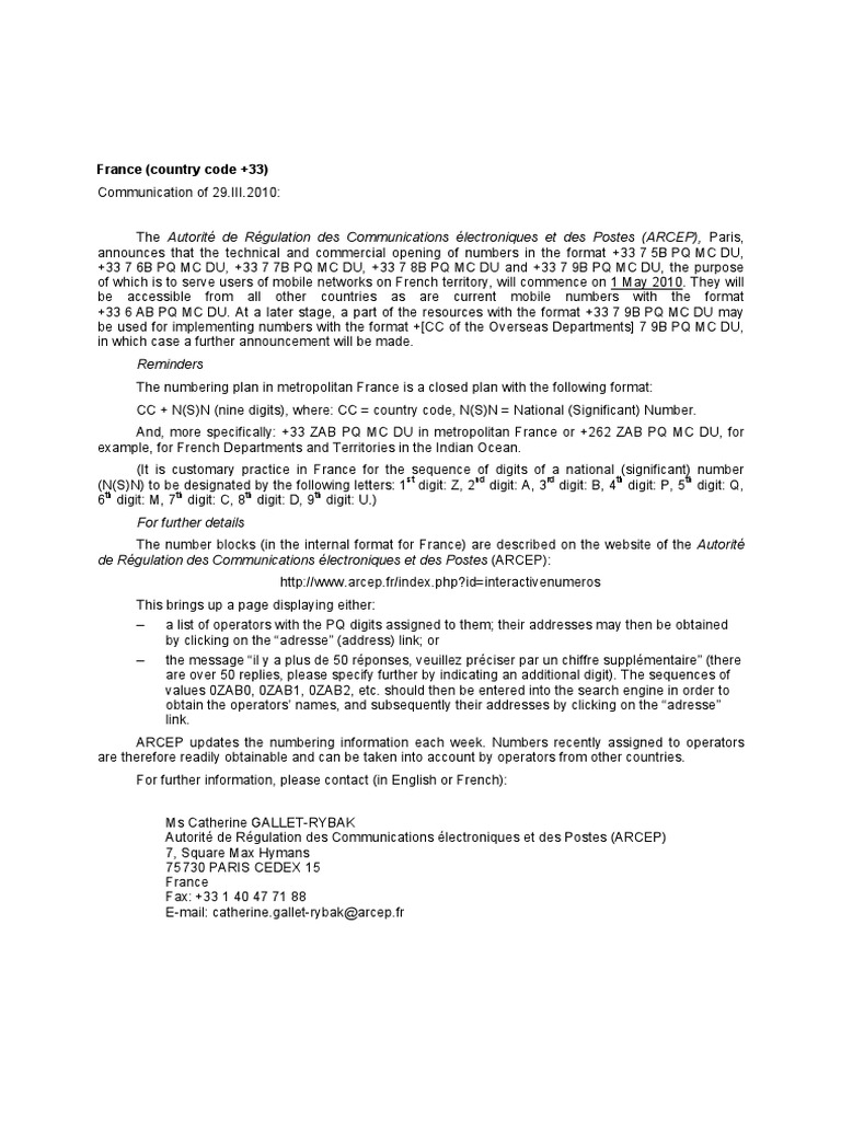 France (Country Code +33) : Reminders | PDF | Departments Of France ...