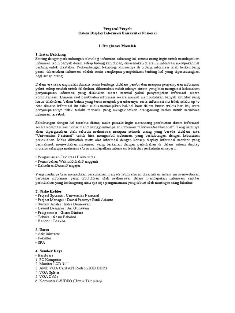 Proposal Manajemen Proyek | PDF