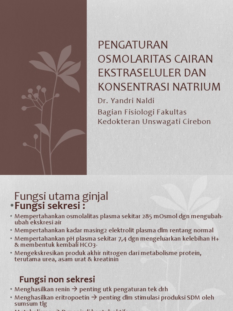 Pengaturan Osmolaritas Cairan Ekstraseluler Dan Konsentrasi Natrium | PDF