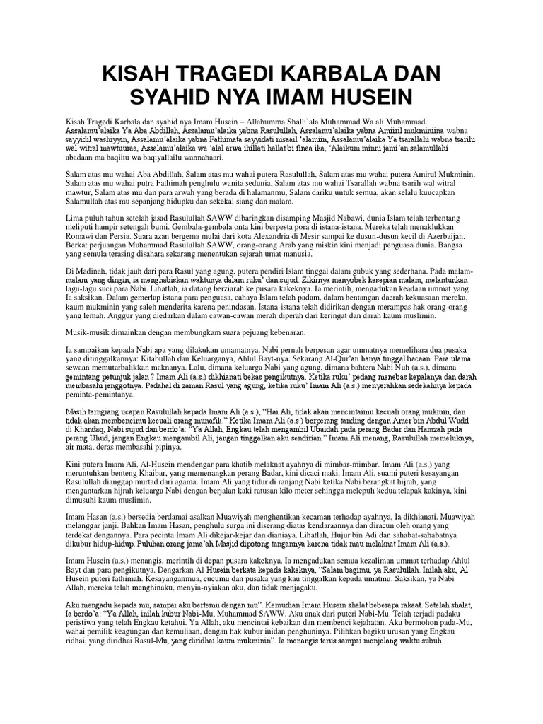 Kisah Tragedi Karbala Dan Syahid Nya Imam | PDF