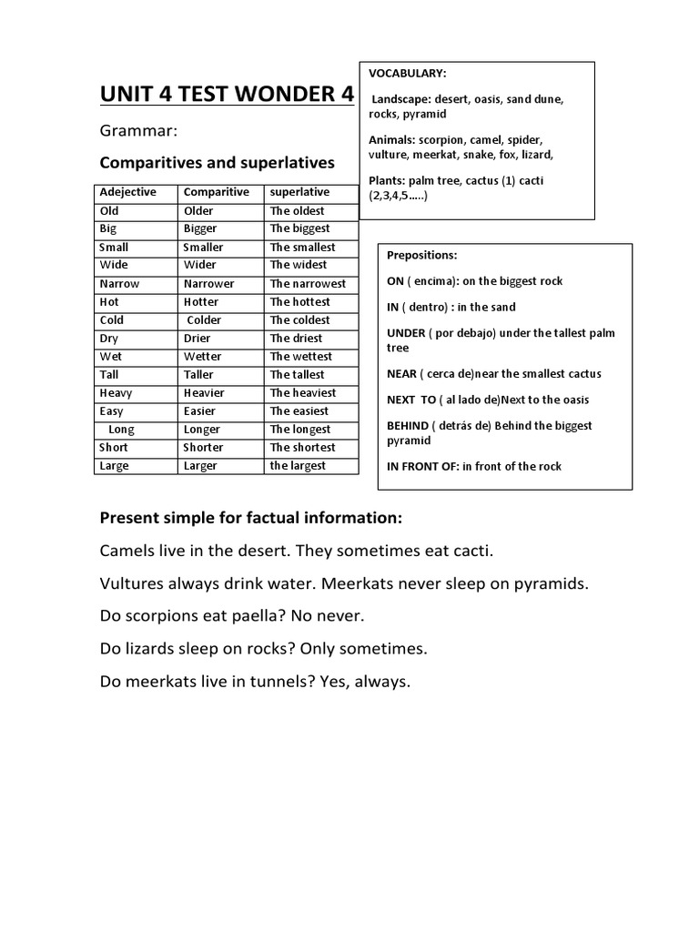 Unit 4 Test Wonder | PDF