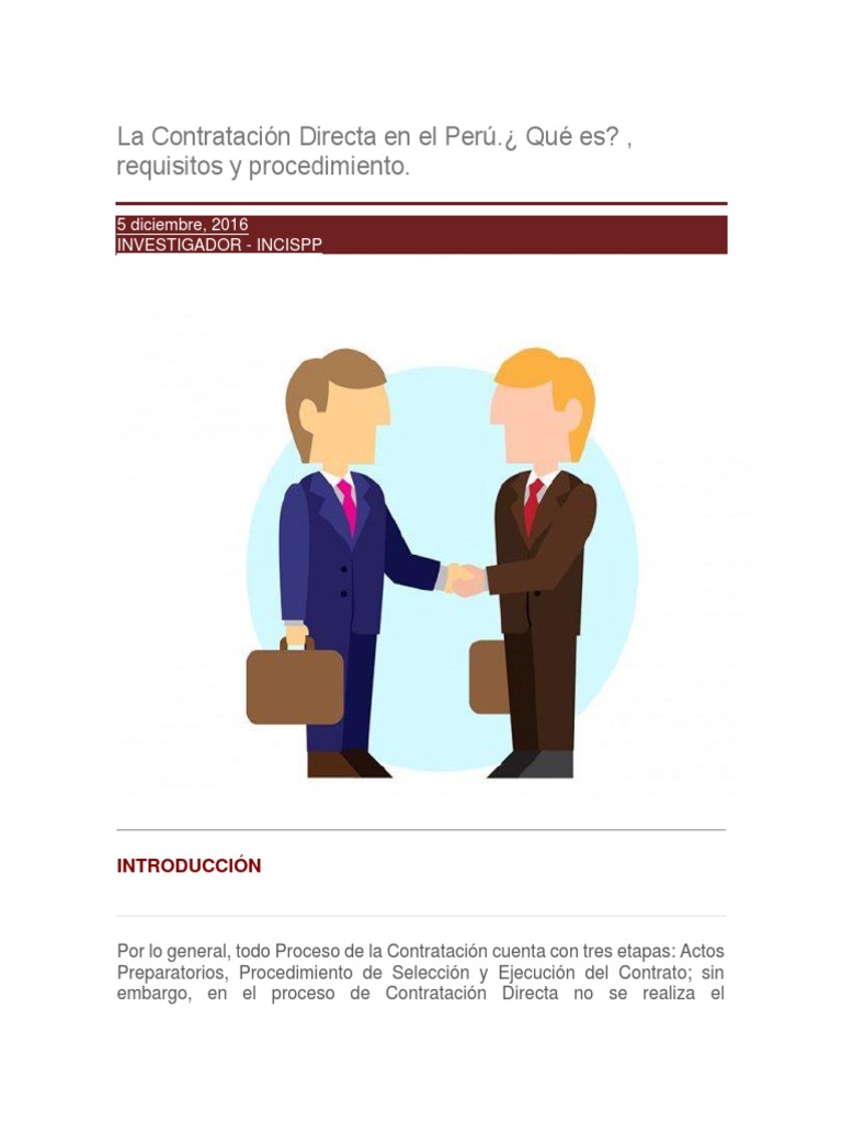 La Contratación Directa en El Perú | Policía | Estado (política ...