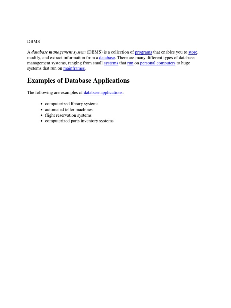 Examples of Database Applications: Programs Store Database Systems Run ...