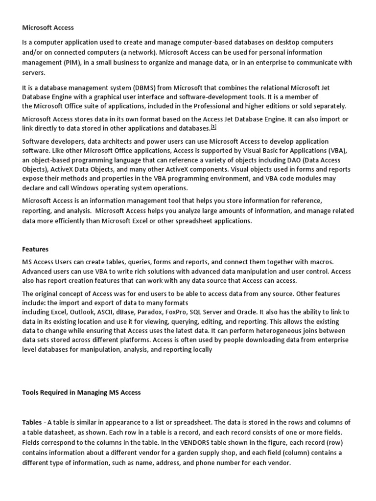 Microsoft Access | PDF | Microsoft Access | Visual Basic For Applications