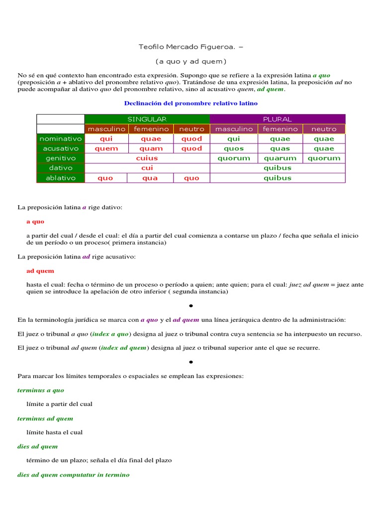 A Quo y Ad Quem | PDF | Gramática | Onomástica