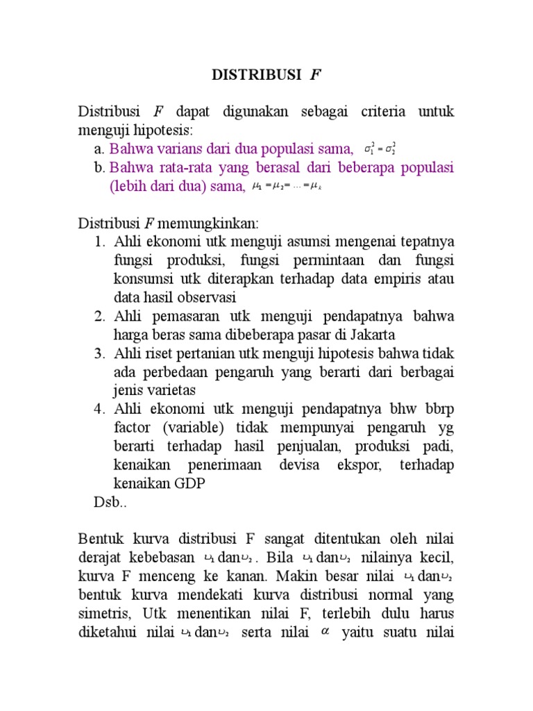Distribusi F | PDF